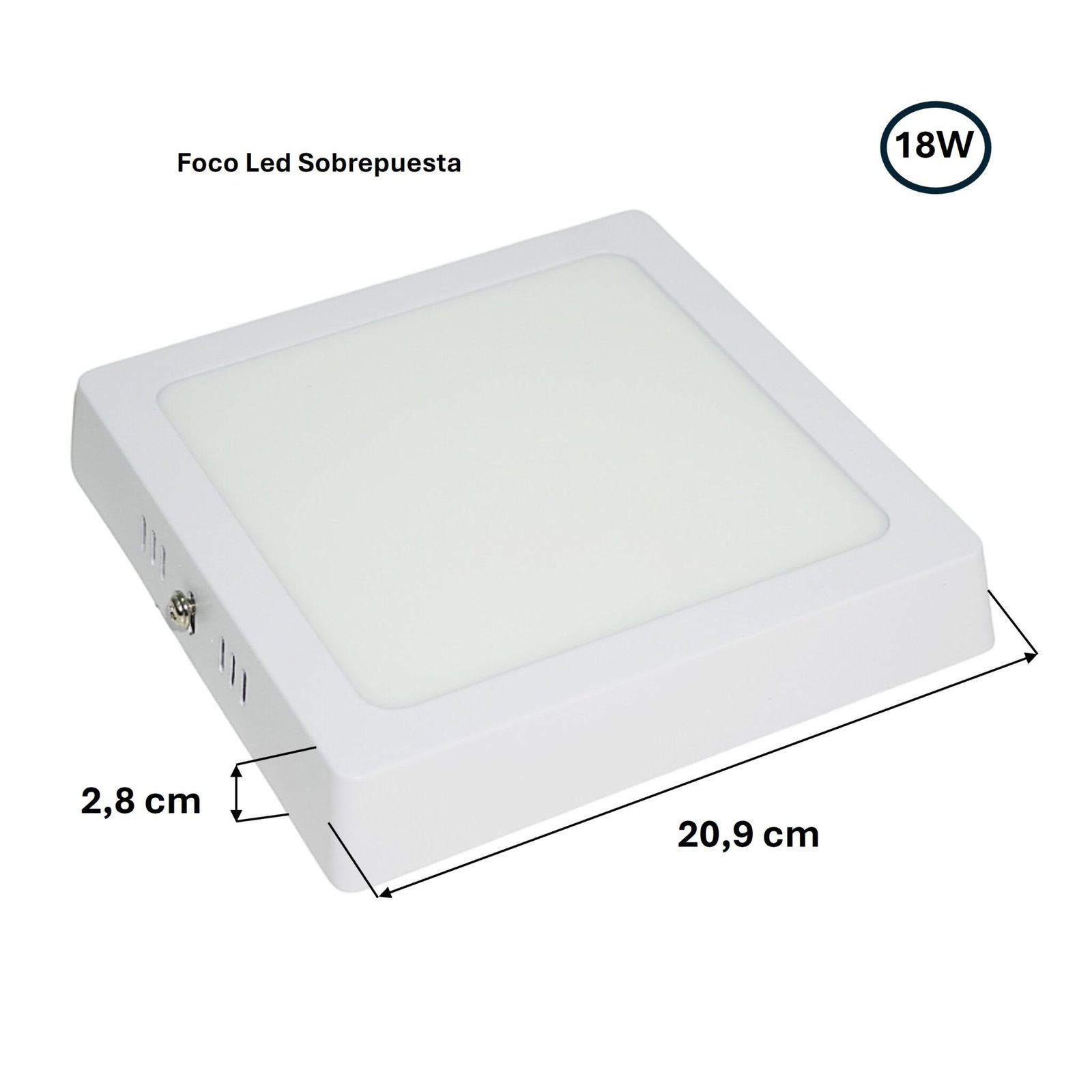 Panel Foco Led Cuadrado Sobrepuesto 18W Luz Fría – My Home Solutions
