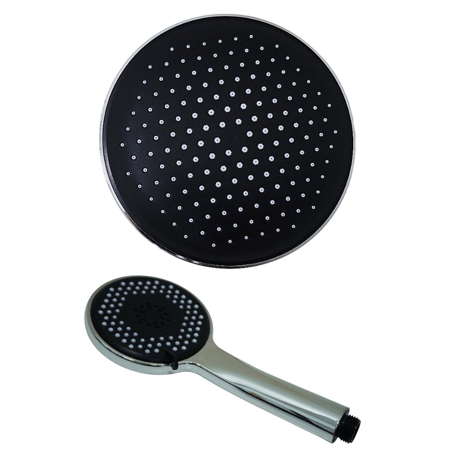 Set Plato Ducha Redondo + Mango Ducha Negro – My Home Solutions
